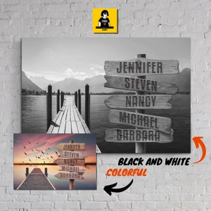 Personalized Canvas Multi-names Sign Lake Dock Custom Canvas - Etsy