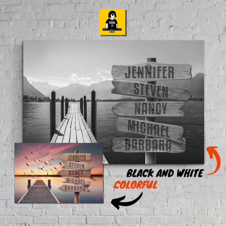 Personalized Canvas Multi-names Sign Lake Dock Custom Canvas - Etsy