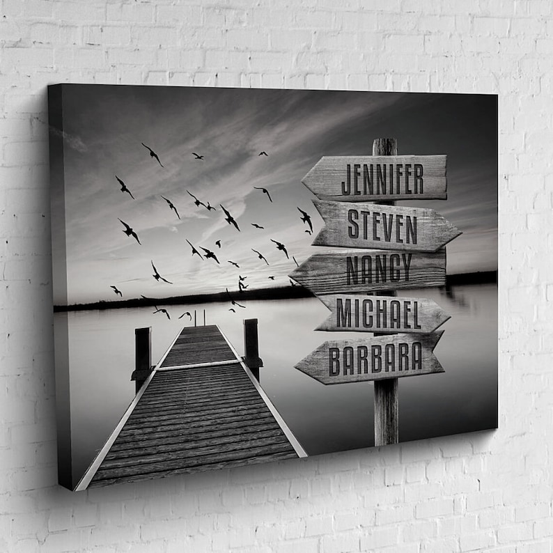 Personalized Canvas Multi-names Sign Lake Dock Custom Canvas - Etsy