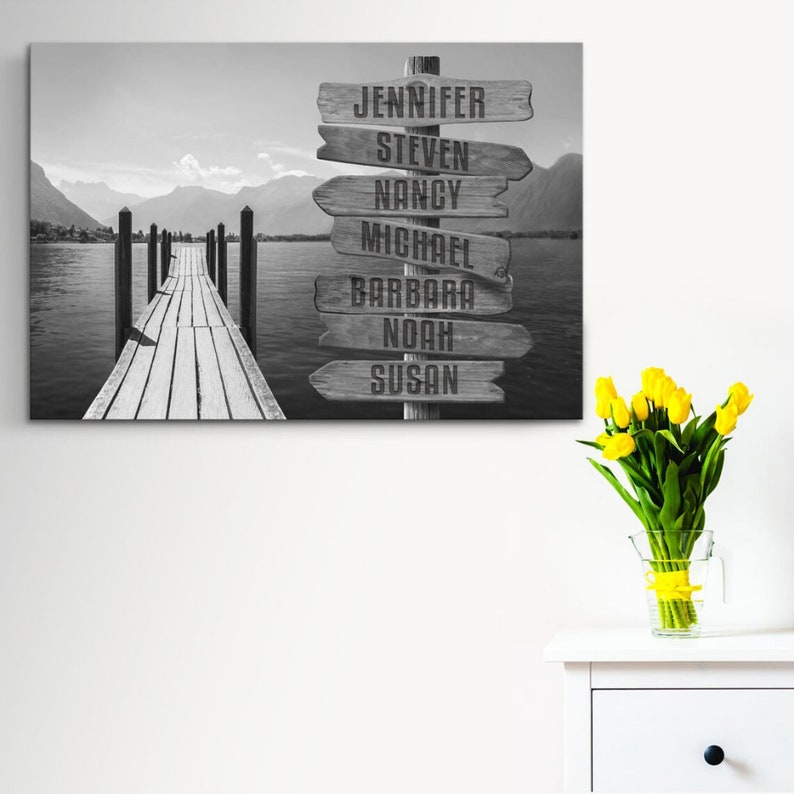 Personalized Canvas Multi-names Sign Lake Dock Custom Canvas - Etsy