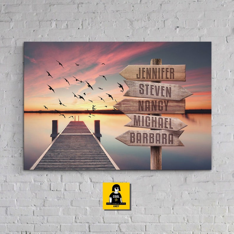 Personalized Canvas Multi-names Sign Lake Dock Custom Canvas - Etsy