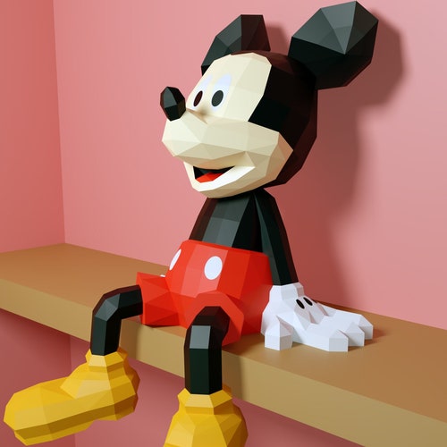 Mickey Mouse Papercraft PDF SVG Template for DIY Low Poly - Etsy UK