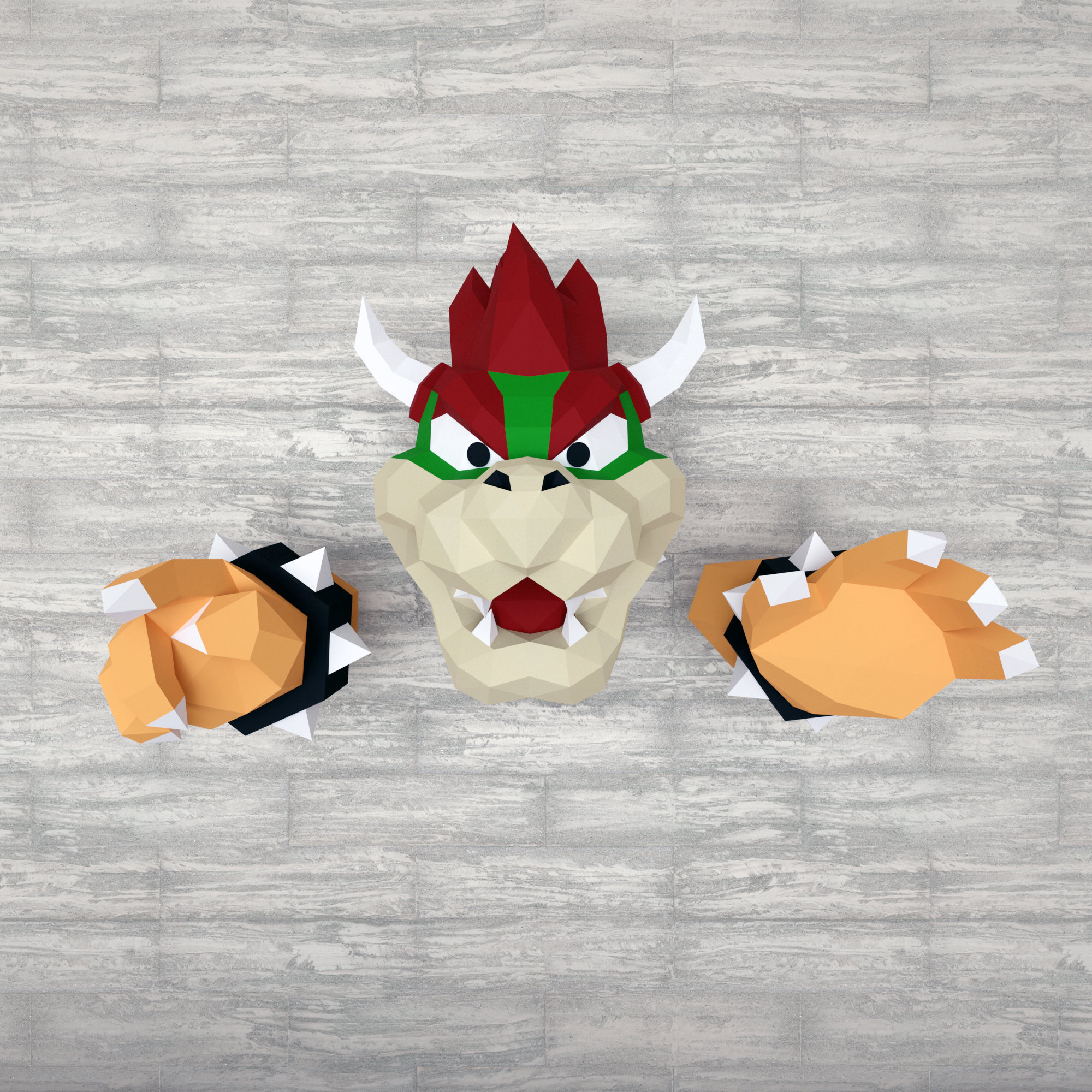 Papercraft Bowser, Wall Model, Templates in Digital Format Pdf, Dxf and ...