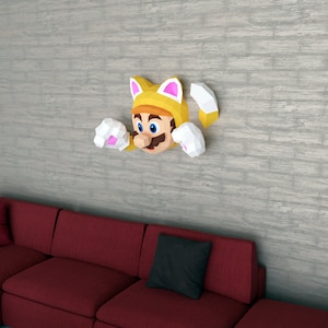 Papercraft mario, modèle mural ,templates au format numérique Pdf, Dxf ...