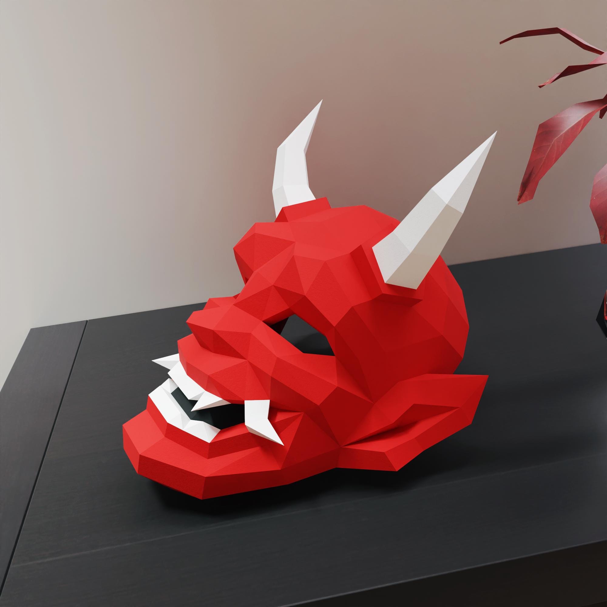 Papercraft Template Hannya Mask, Format Pdf, SVG and DXF Format ...