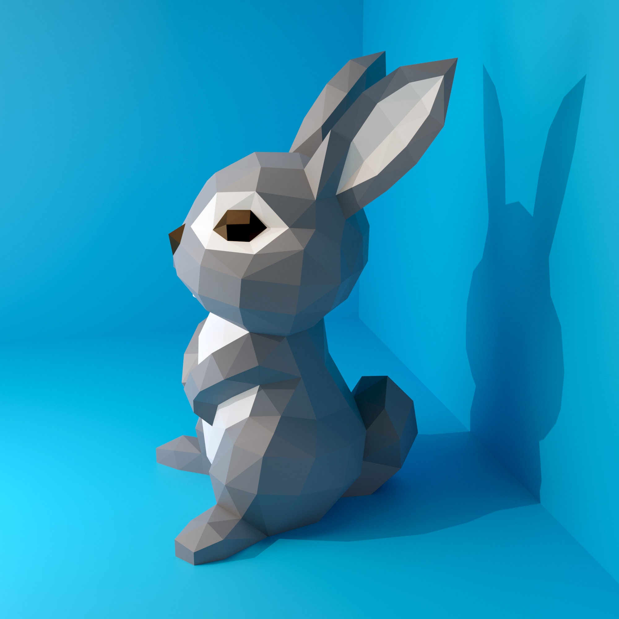 Papercraft Bunny / Bunny DIY PDF Template, Dxf, Rabbit, Low Poly Rabbit ...