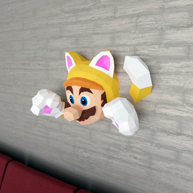 Papercraft mario, modèle mural ,templates au format numérique Pdf, Dxf ...