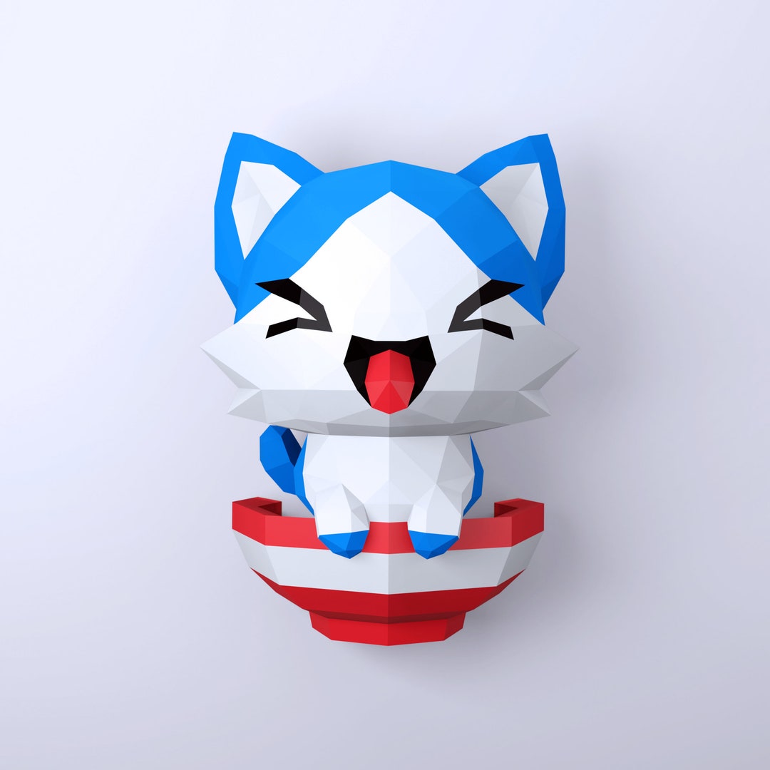 Papercraft Kitten in Bowl Kitten in Bow L Pdf, Dxf and Svg, DIY KIT ...