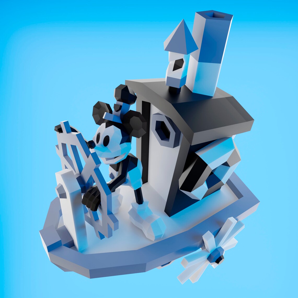 Papercraft Mickey Steamboat, DIY PDF, DXF and Svg, Low Poly, Origami ...
