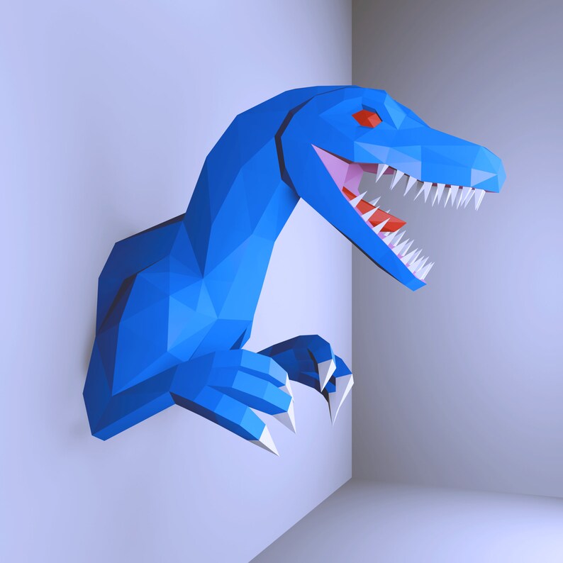 Papercraft Velociraptor Dinosaurio DIY KIT Template, Decoration, Low ...