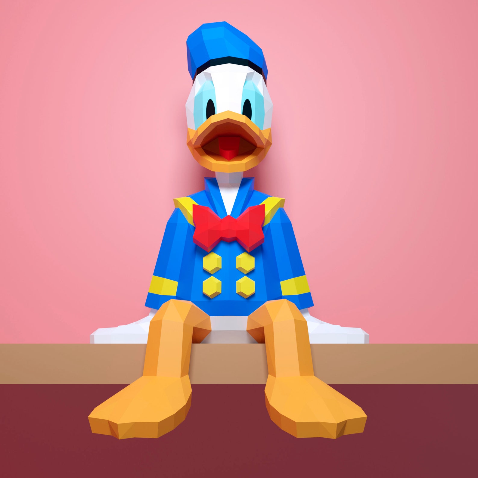 Papercraft Donald Duck, Duck DIY PDF, DXF, Low Poly, Origami, Pepakura ...