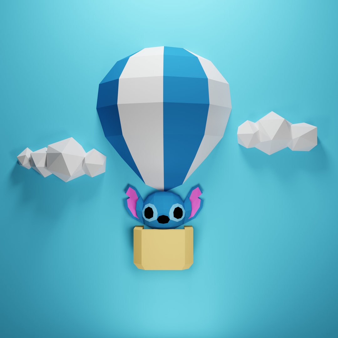 Papercraft Stitch in Hot Air Balloon | Hot Air Balloon Stitch L DIY KIT ...