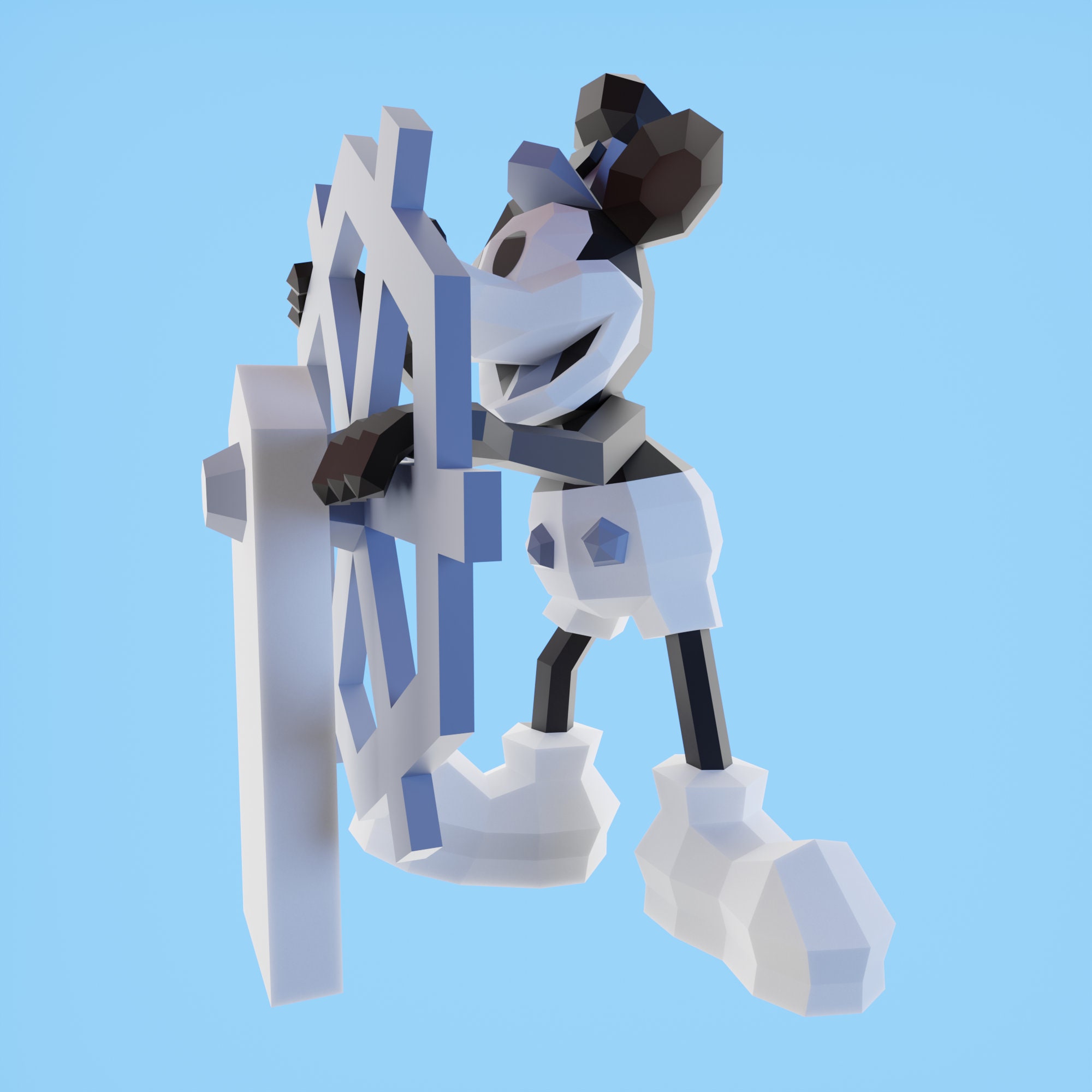 Papercraft Mickey Steamboat, DIY PDF, DXF and Svg, Low Poly, Origami ...