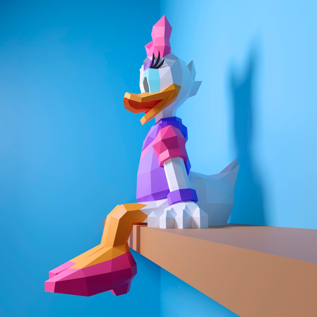 Papercraft Pata Daysi, DIY PDF, DXF, Donald, Duck, Low Poly Duck ...