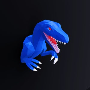 Papercraft Velociraptor Dinosaur DIY KIT Template, Decoration, Low Poly ...