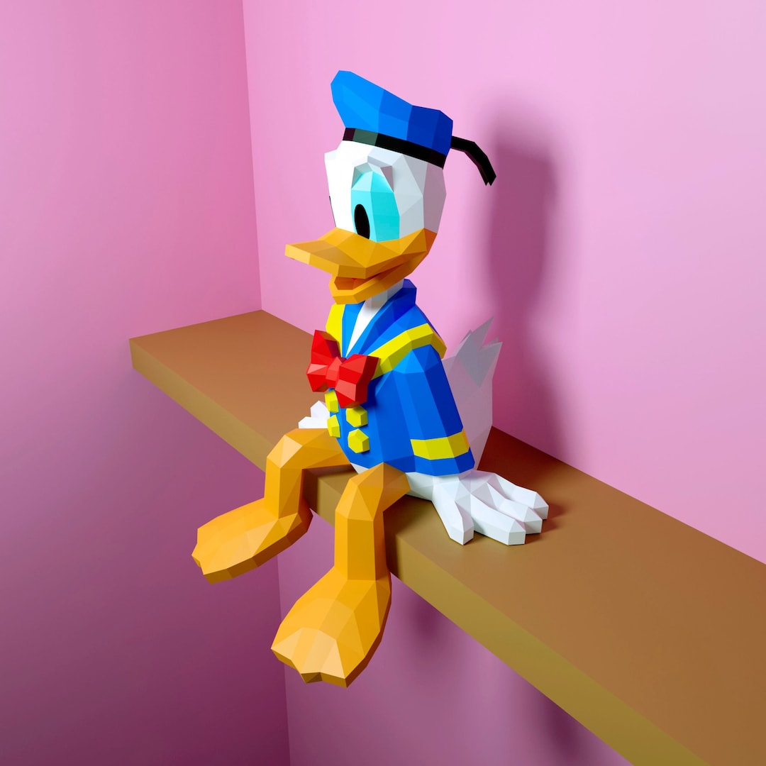 Papercraft Donald Duck, Duck DIY PDF, DXF, Low Poly, Origami, Pepakura ...