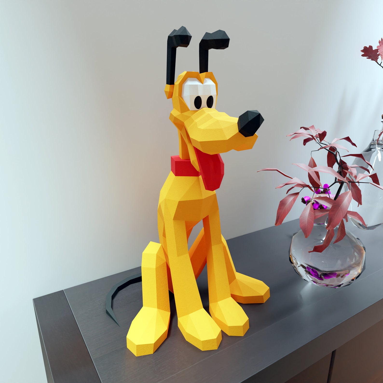 Papercraft Pluto Sitting, Dog, Pdf, SVG and DXF Format Compatible With ...