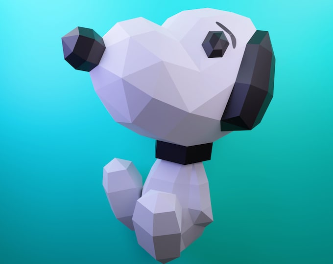 Snoopy Papercraft 3D – PDF Valentine Low Poly Template | DIY Love Decor ...