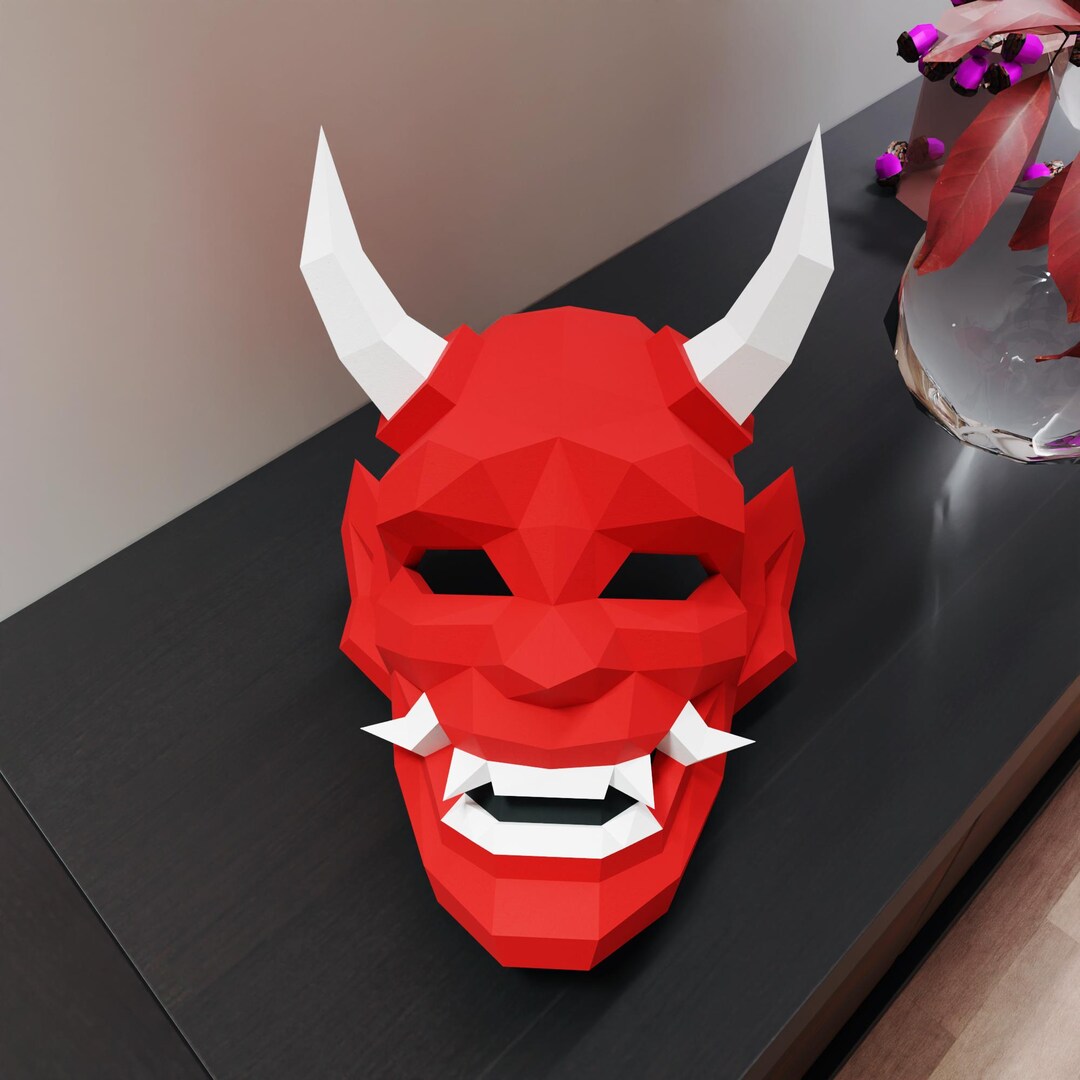 Papercraft Template Hannya Mask, Format Pdf, SVG and DXF Format ...