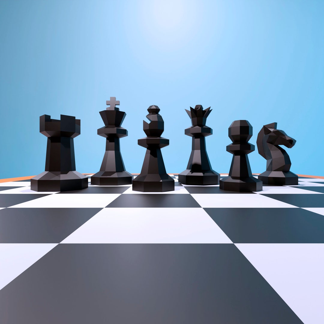 Papercraft Chess Pieces, Chess Pieces, DIY PDF, FDX, Low Poly, Origami ...