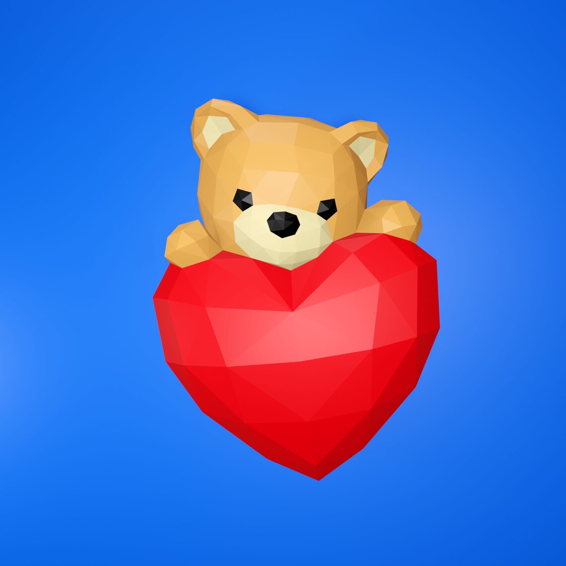 Papercraft Teddy Bear With Heart Template PDF /teddy Bear With Heart ...