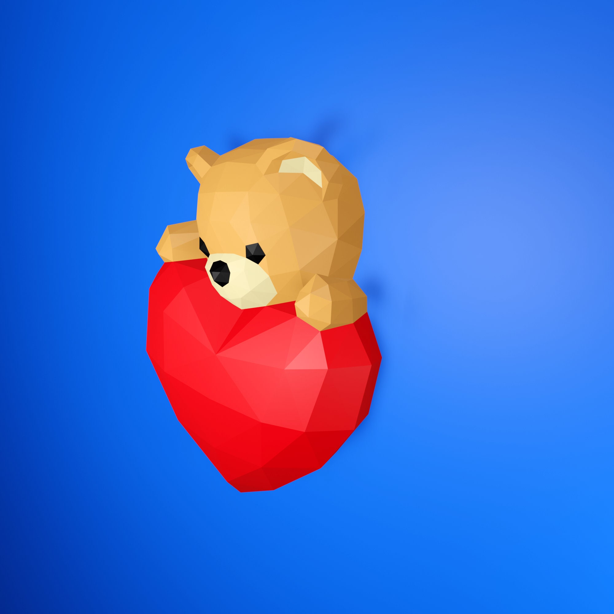 Papercraft Teddy Bear With Heart Template PDF /teddy Bear With Heart ...