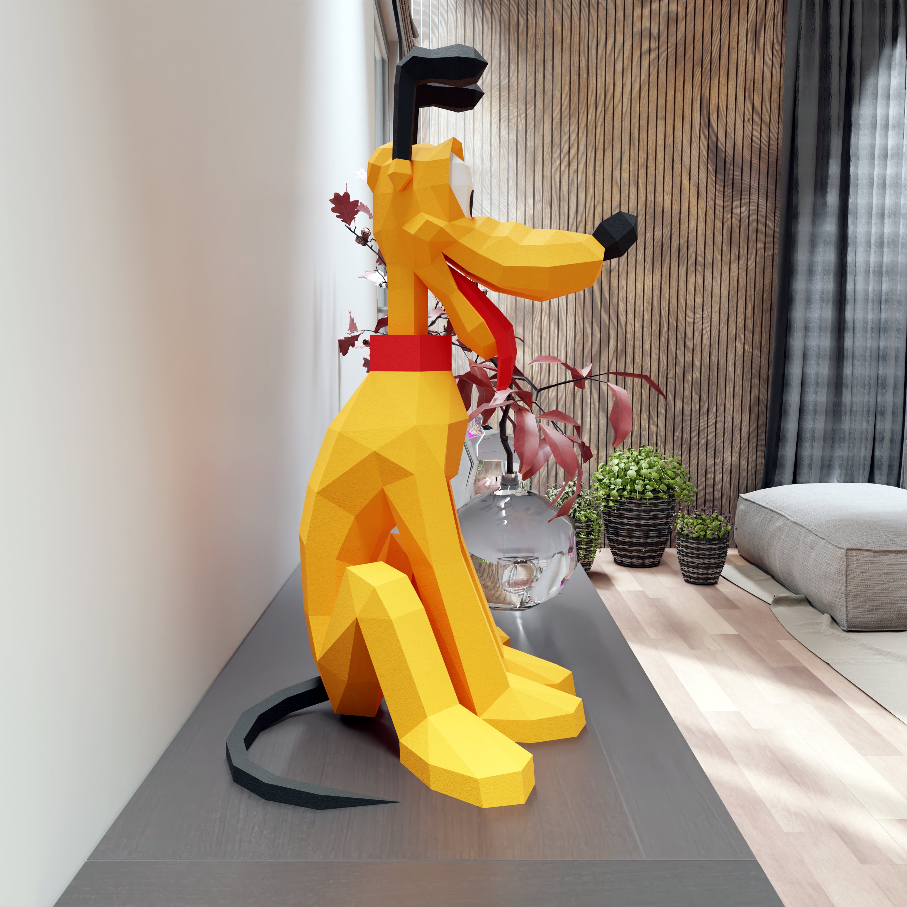 Papercraft Pluto Sitting, Dog, Pdf, SVG and DXF Format Compatible With ...