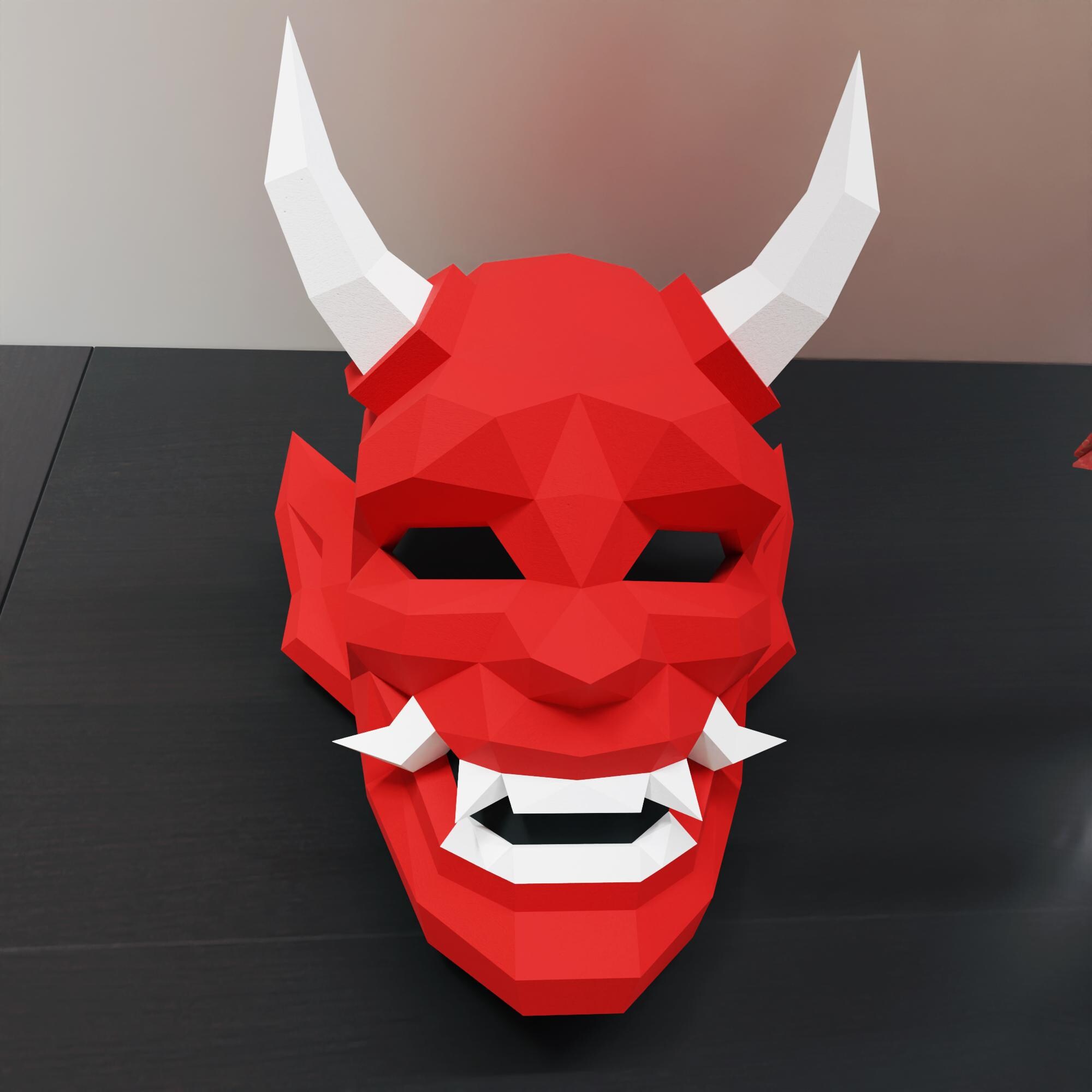 Papercraft Template Hannya Mask, Format Pdf, SVG and DXF Format ...