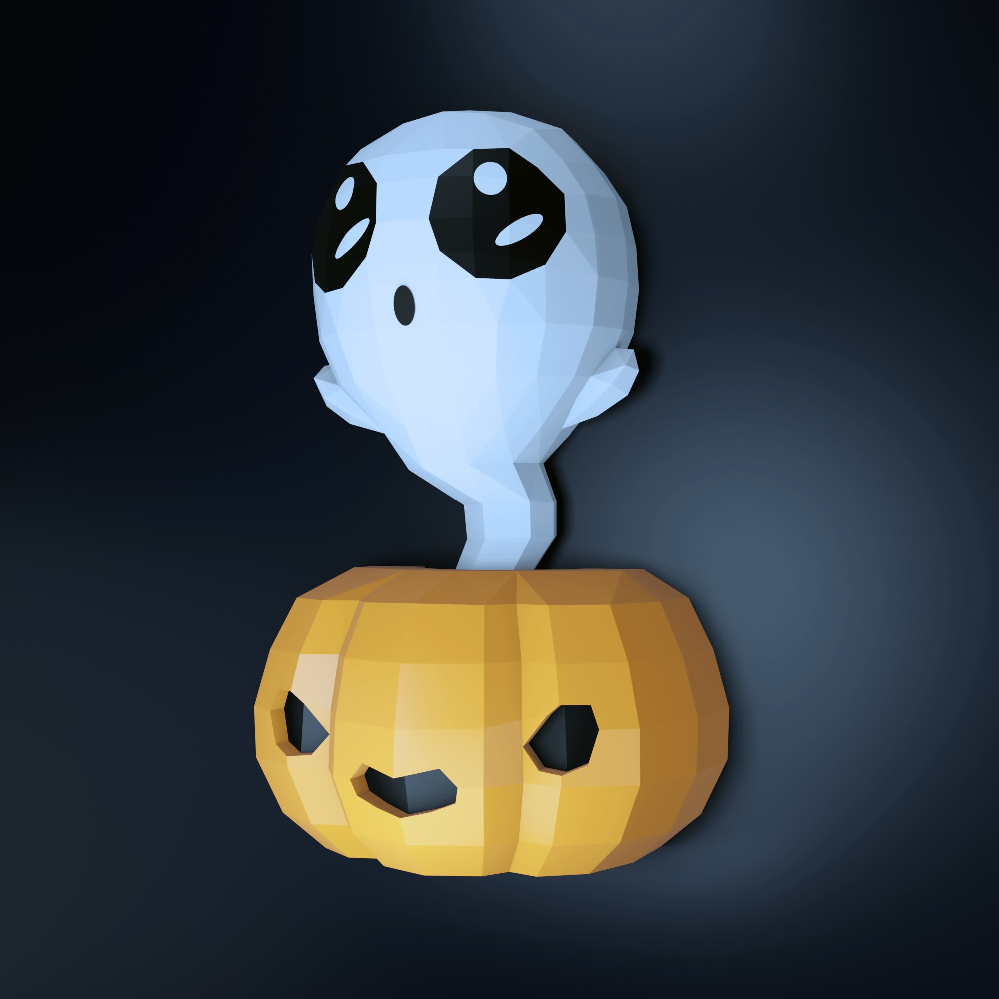 Papercraft Ghost in pumpkin / Fantasma en Calabaza, Halloween DIY KIT ...