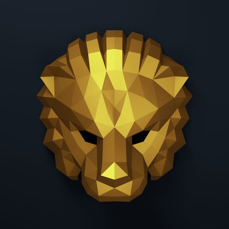 Papercraft Lion Mask template Pdf/ Mascara leon VIP Juego del - Etsy México
