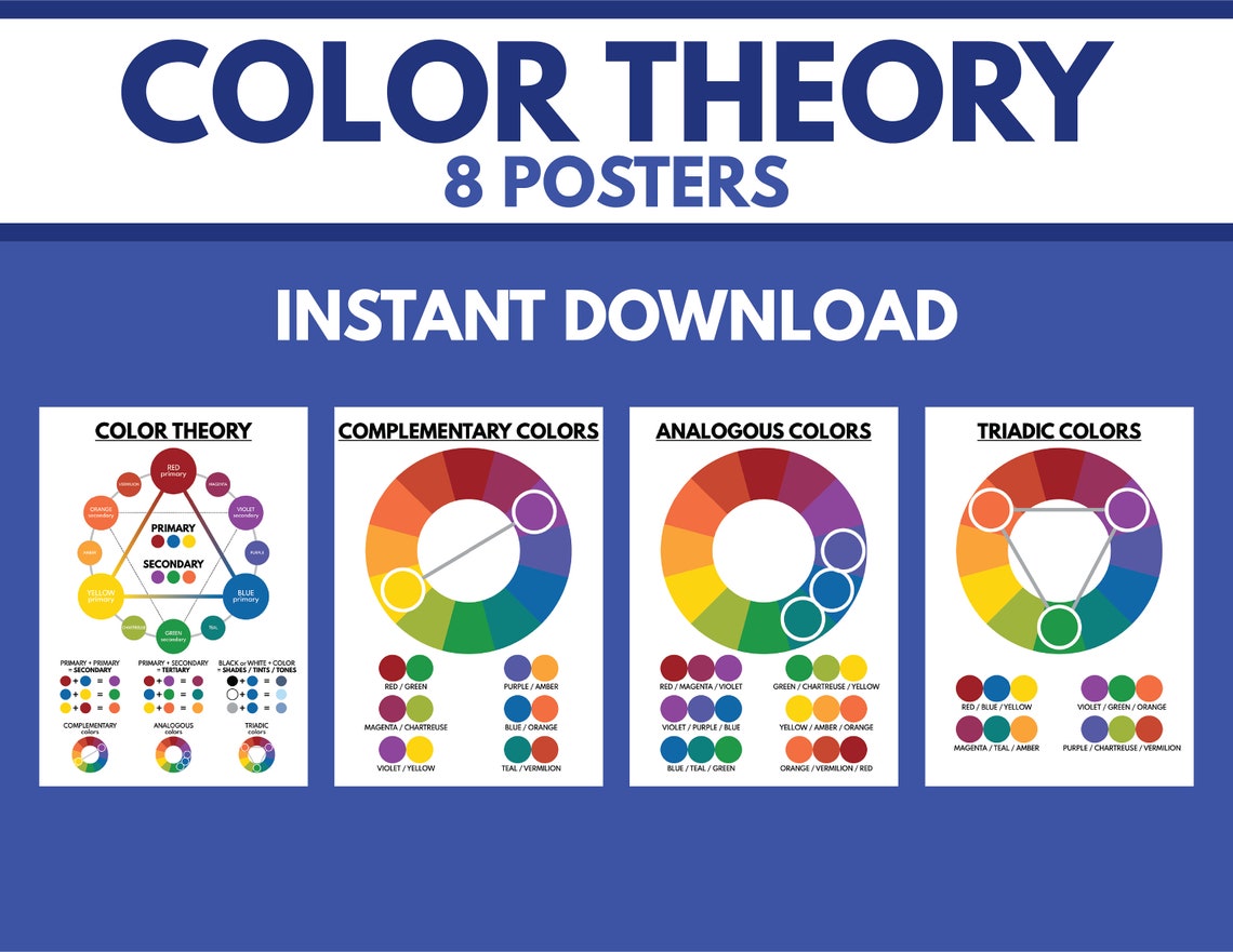 COLOR THEORY SET Four Poster Color Wheel Educational | Etsy