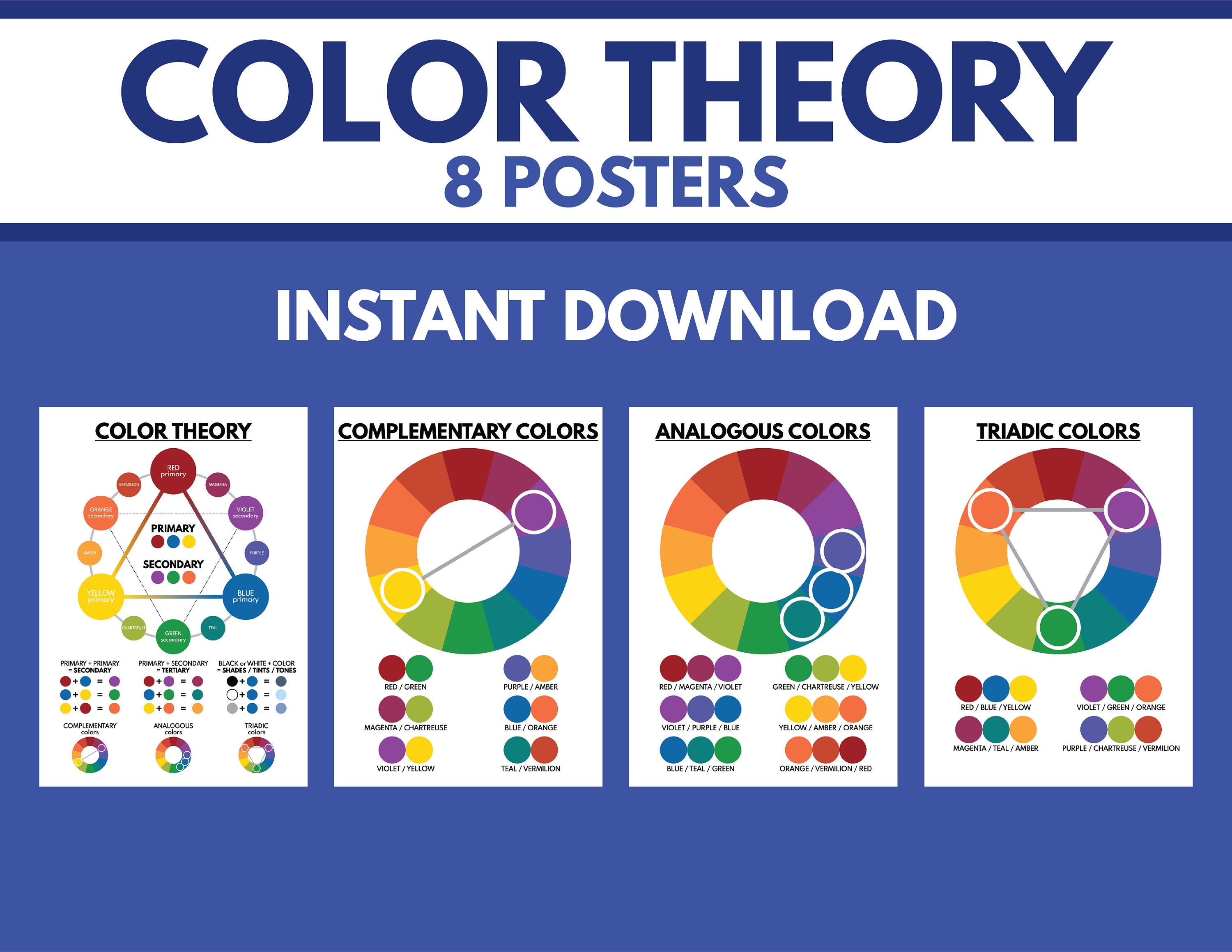COLOR THEORY SET four poster Color Wheel Educational | Etsy