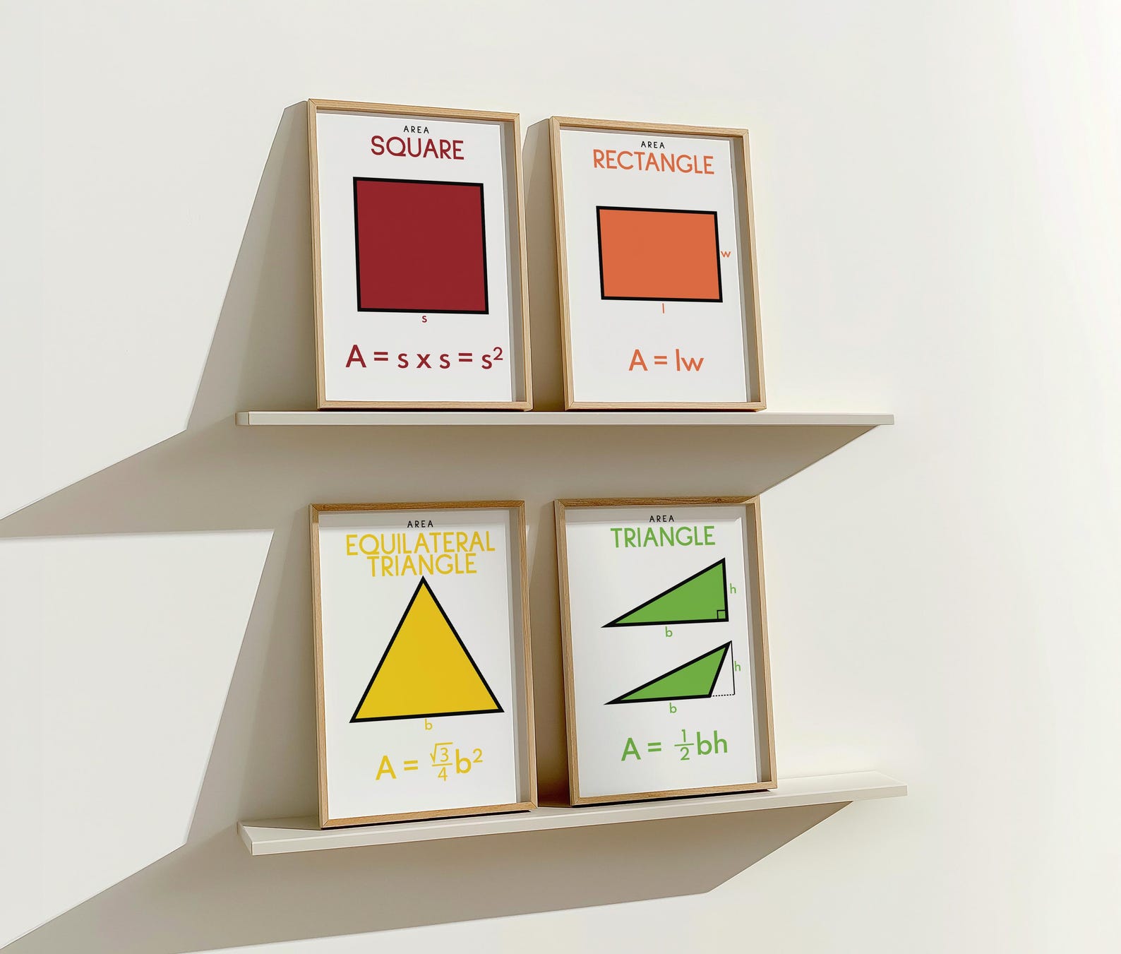 Buy AREA FORMULAS POSTERS, Set of 8 Posters, Geometry, Educational ...