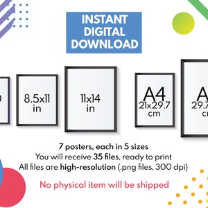 CONVERSION CHARTS Set of 7 Posters, Customary and Metric Units ...