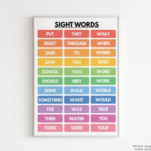 SIGHT WORDS Set of 3 Posters, 99 Words, Reading Skills, English ...