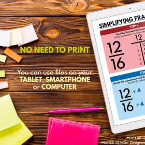 REDUCING FRACTIONS POSTER, Simplifying Fractions, Educational Posters ...
