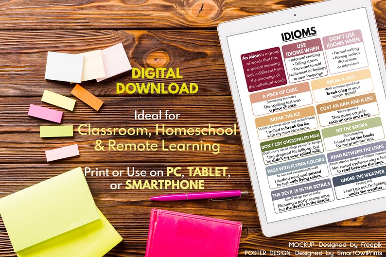 IDIOMS POSTER English Language Learn English Homeschool - Etsy