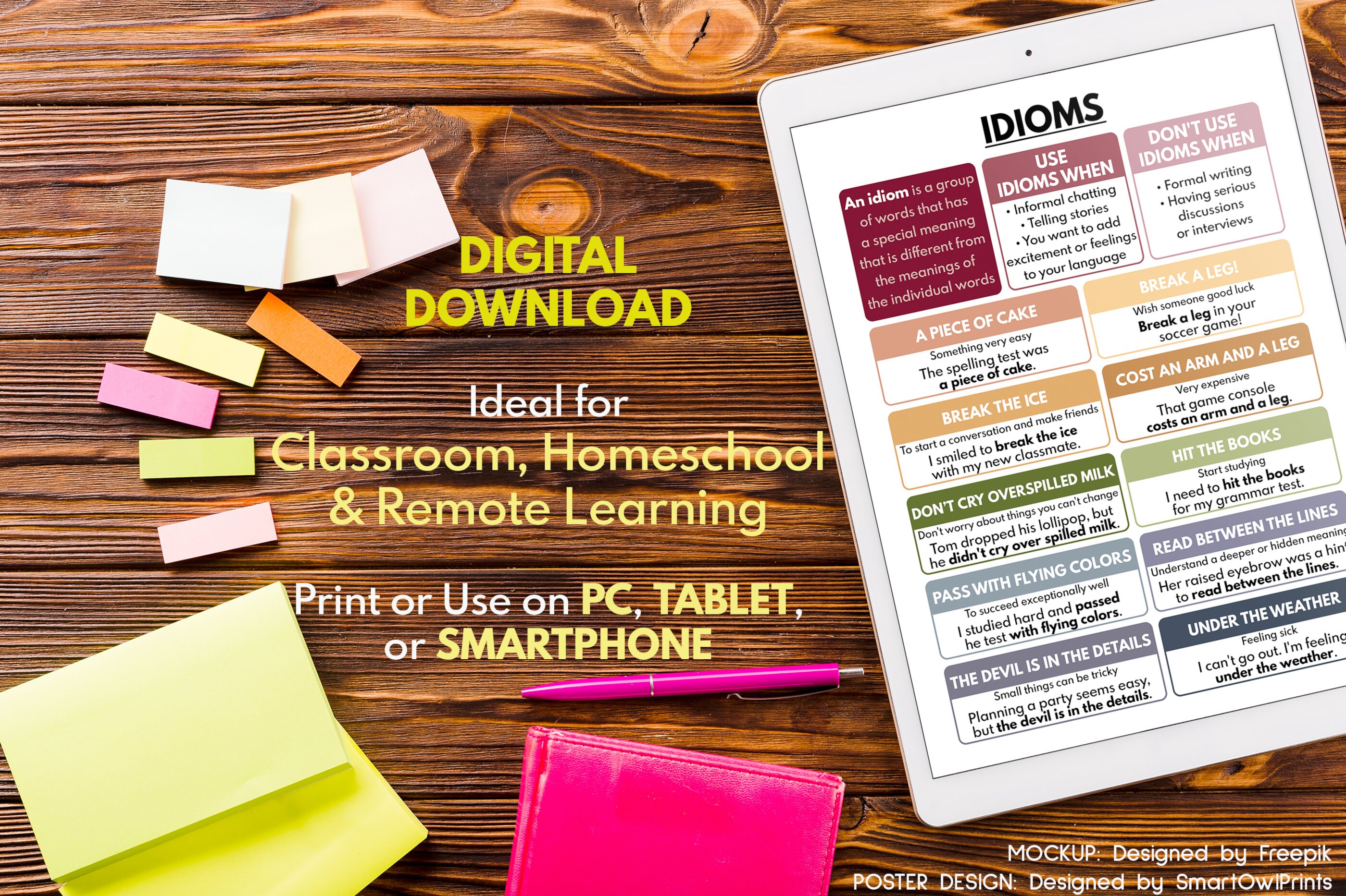 IDIOMS POSTER English Language Learn English Homeschool - Etsy