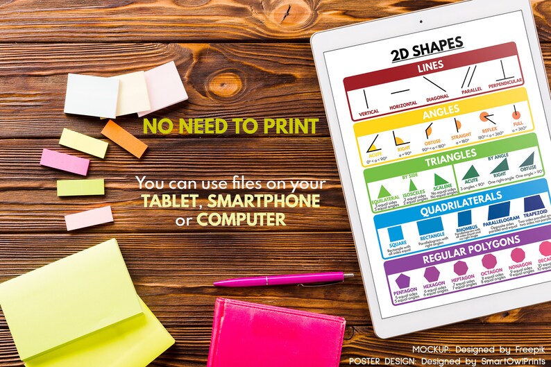 2D SHAPES POSTER 2D Shapes Educational Poster Math Rainbow - Etsy
