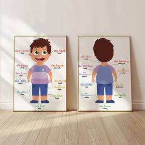 German Language, BODY PARTS - Set of 3 Posters, German Vocabulary ...