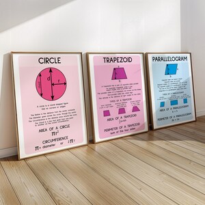 SHAPES FACTS for Kids, Set of 8 Posters, GEOMETRY Poster, Educational ...