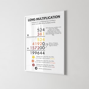 LONG MULTIPLICATION Poster, Educational Postesr for Kids, Math ...