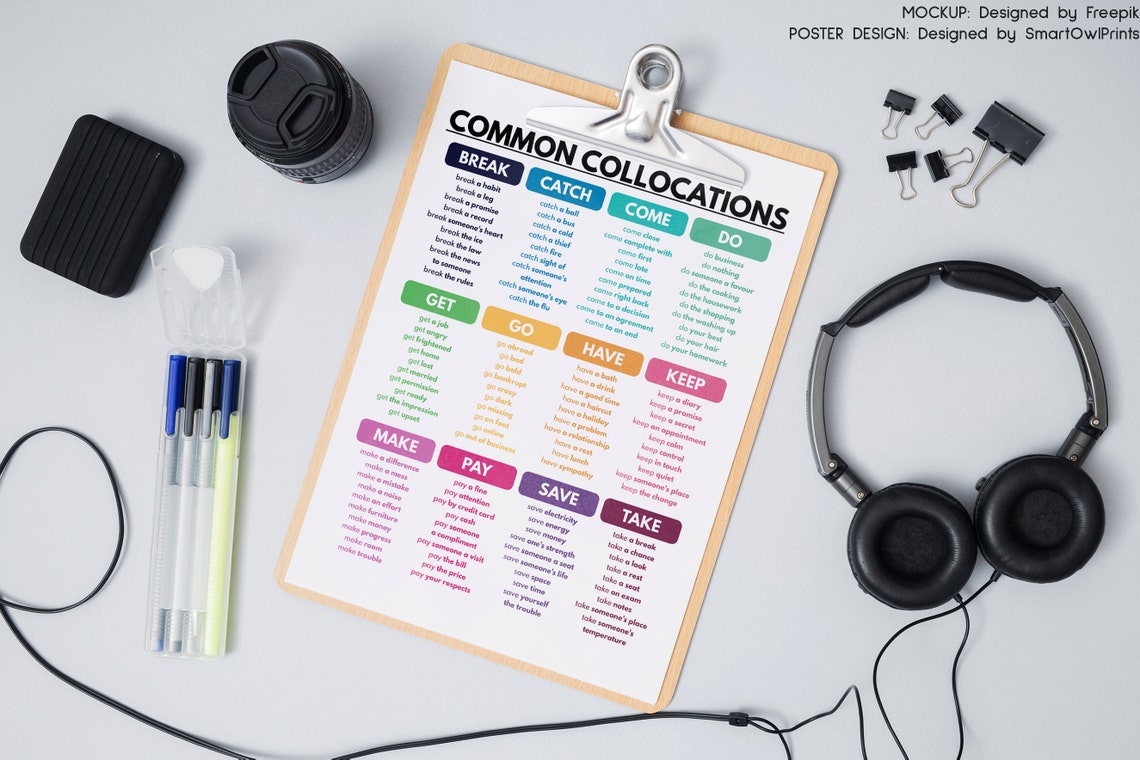 COMMON COLLOCATIONS Vocabulary Poster English Language - Etsy