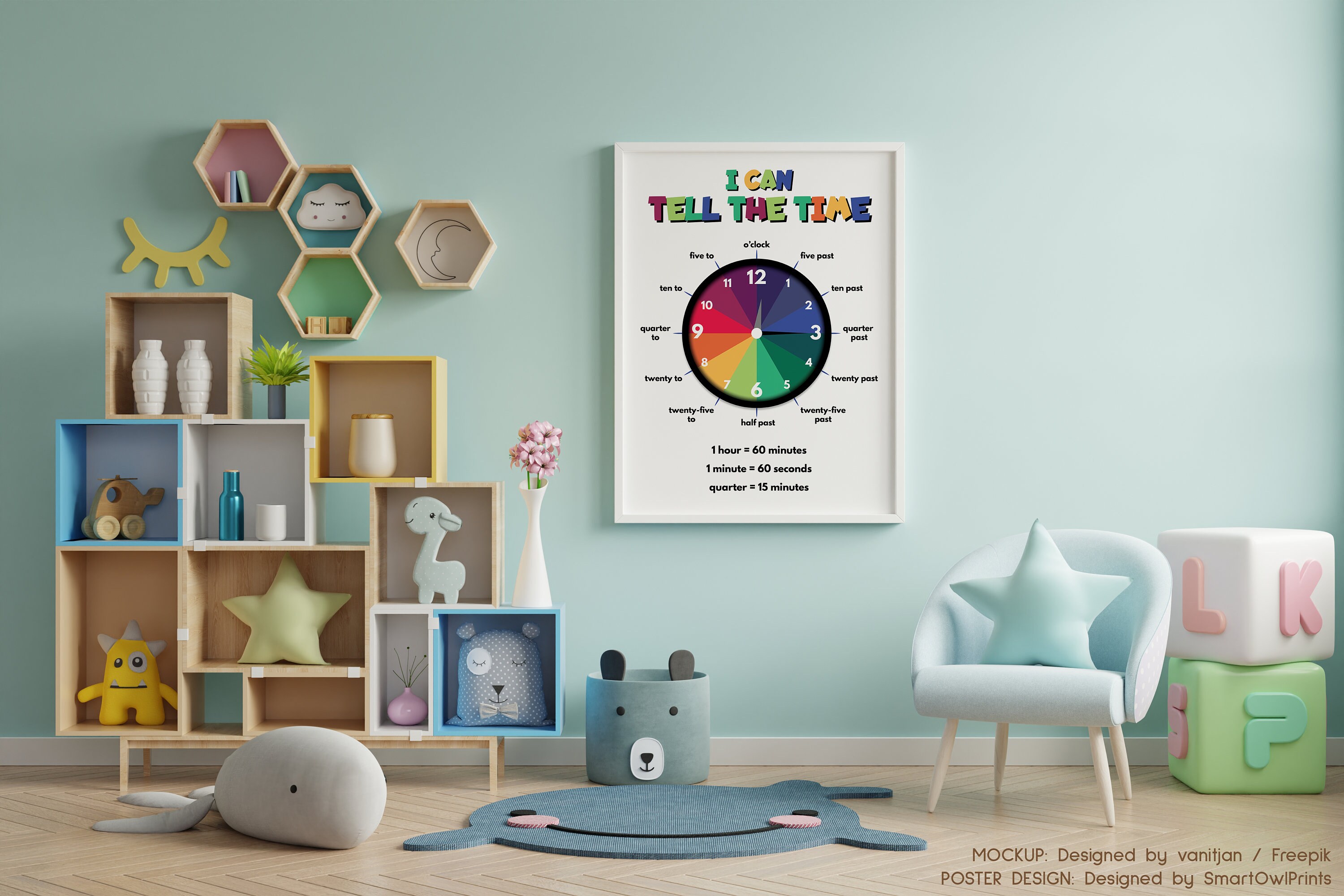 Learn to TELL TIME: Educational Poster for Kids What Time is It Clock ...