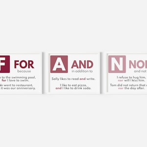 FANBOYS - Set of 7 Posters, Letter Size, Conjunctions, Parts of Speech ...