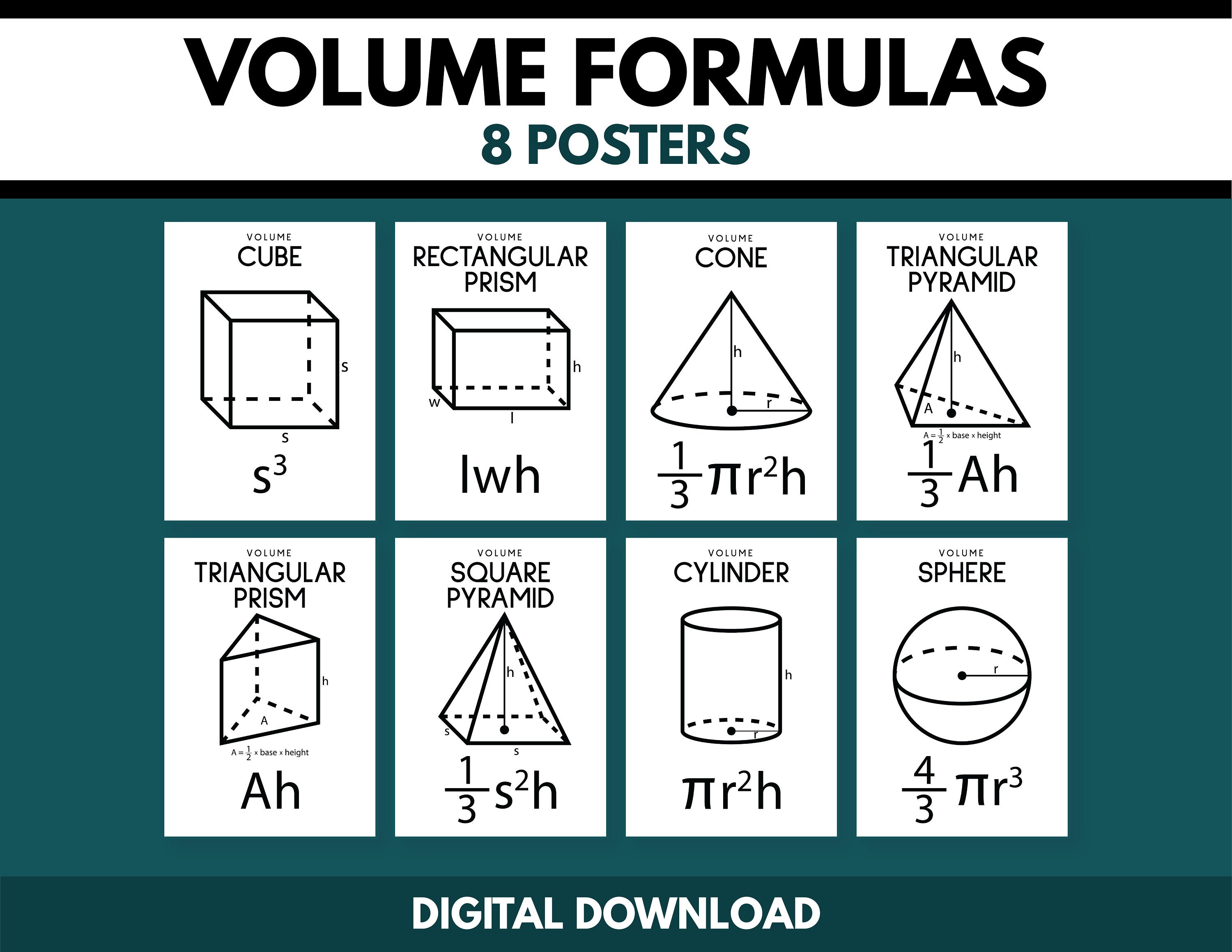 Volume Formulas For 3d Shapes Volume Formulas For 3d Shapes