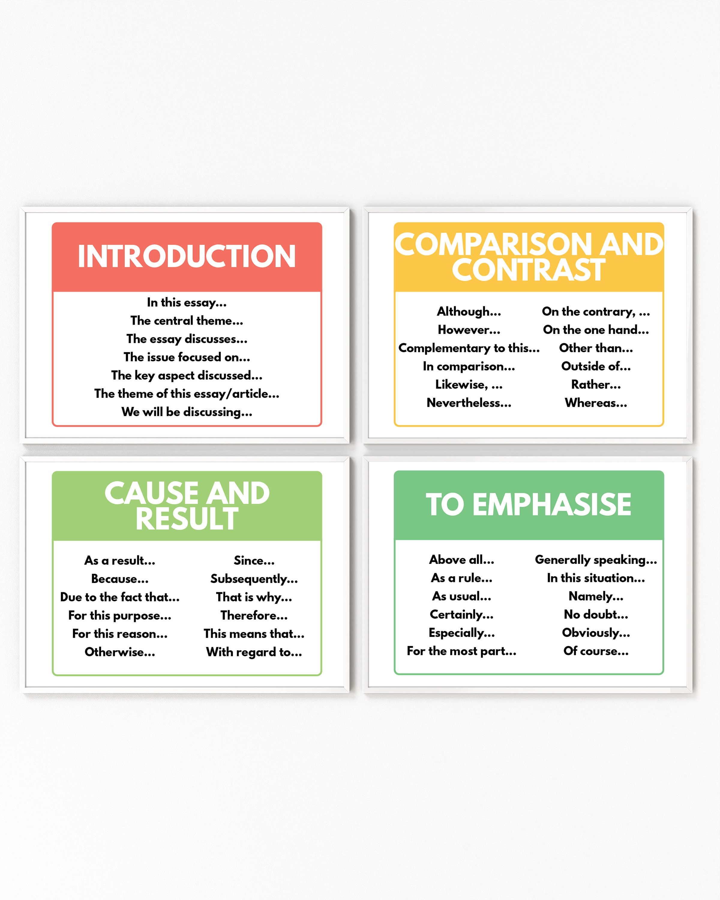SENTENCE STARTERS Set of 8 Colorful Posters, Essay Writing, Homeschool ...