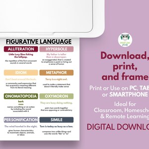 FIGURATIVE LANGUAGE POSTER, English Classroom Chart, Homeschool ...