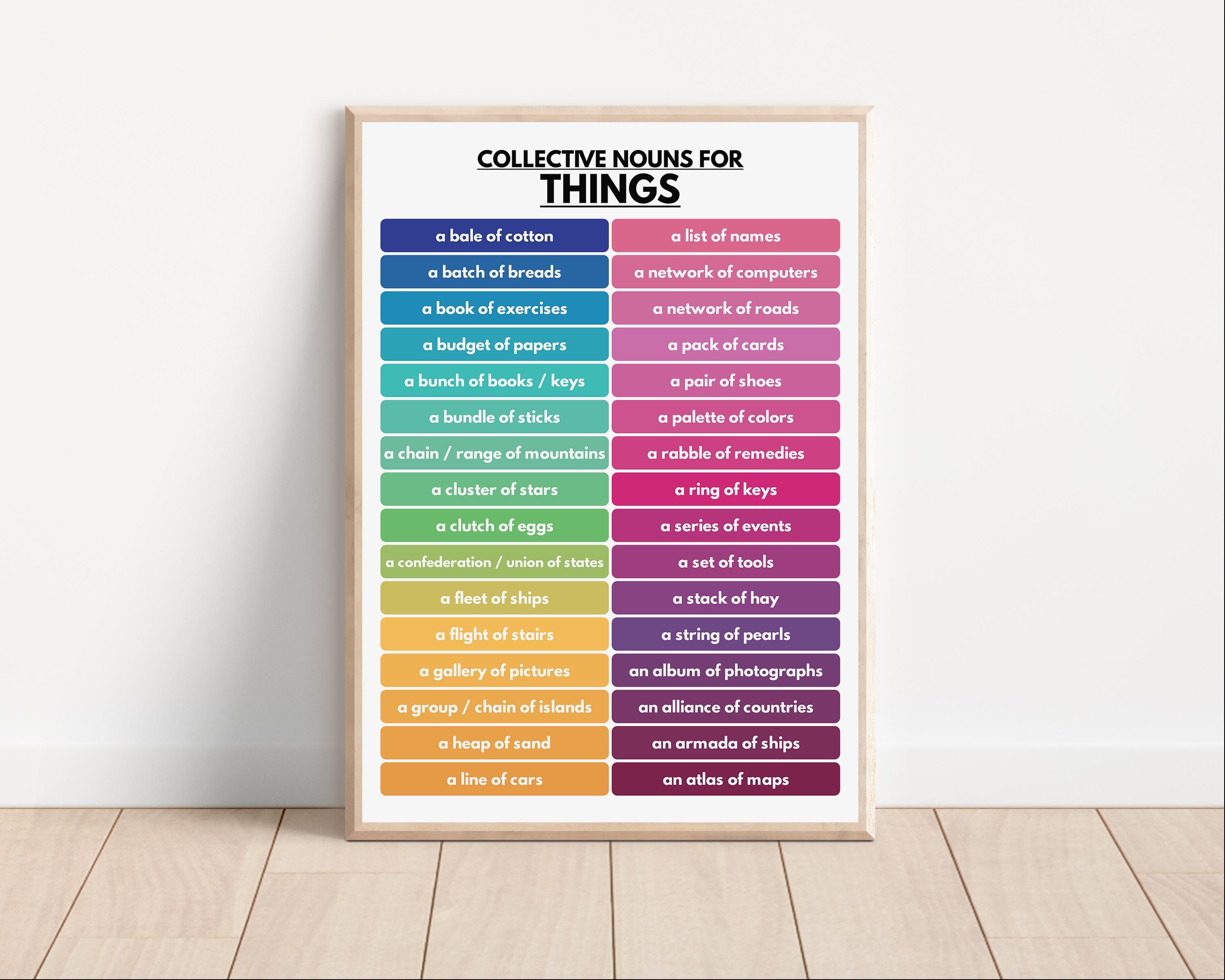 Collective Nouns Posters Set: English Vocabulary, Classroom Decor ...