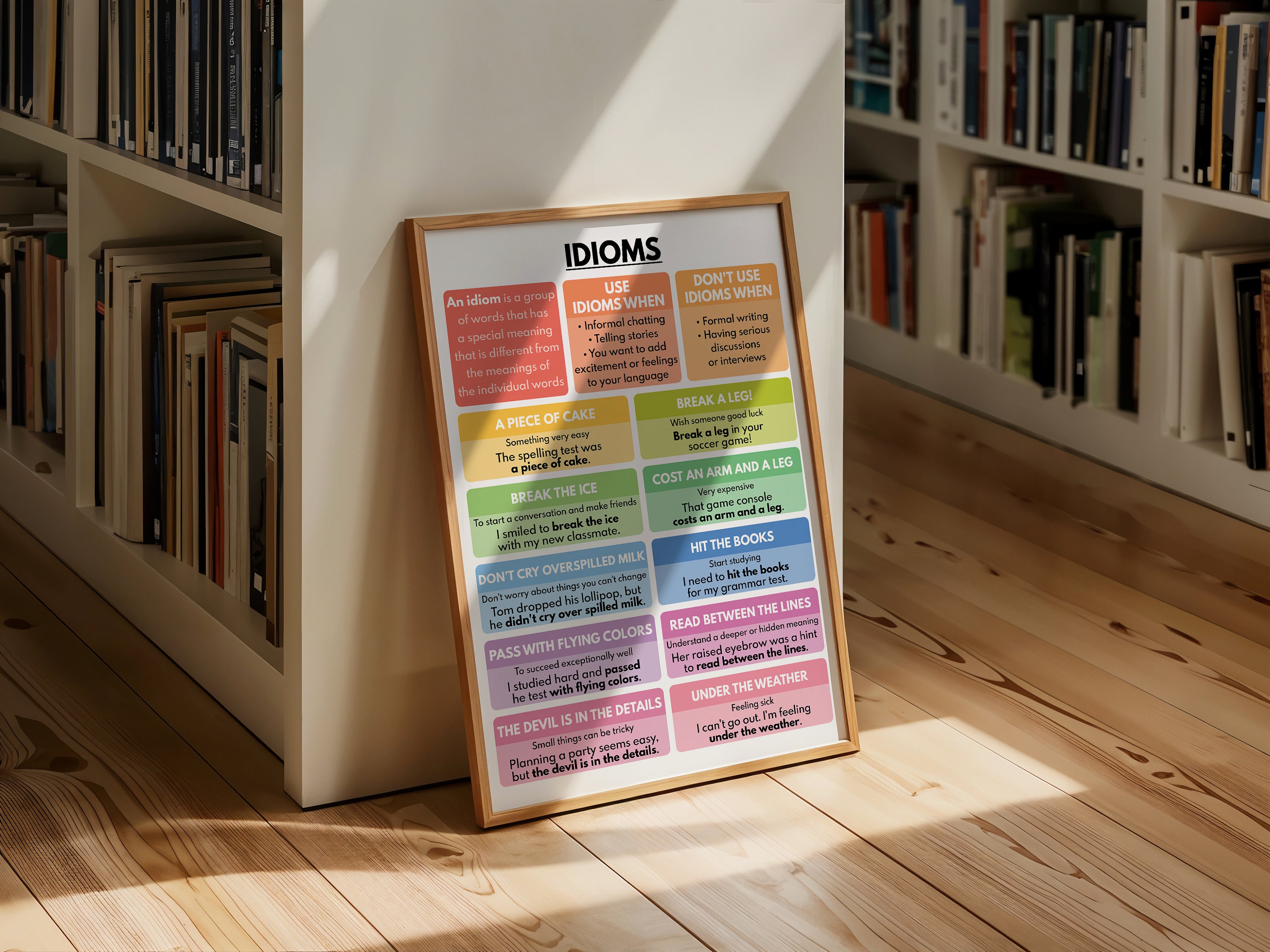 IDIOMS POSTER, English Language, Learn English, Homeschool, English ...